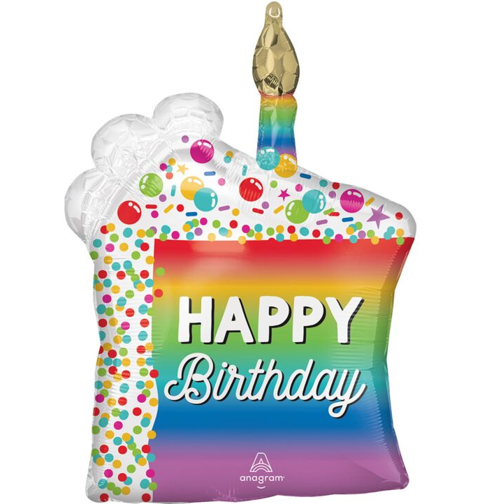 Rainbow Slice Birthday Mylar, 28in – Balloon Inflation Station